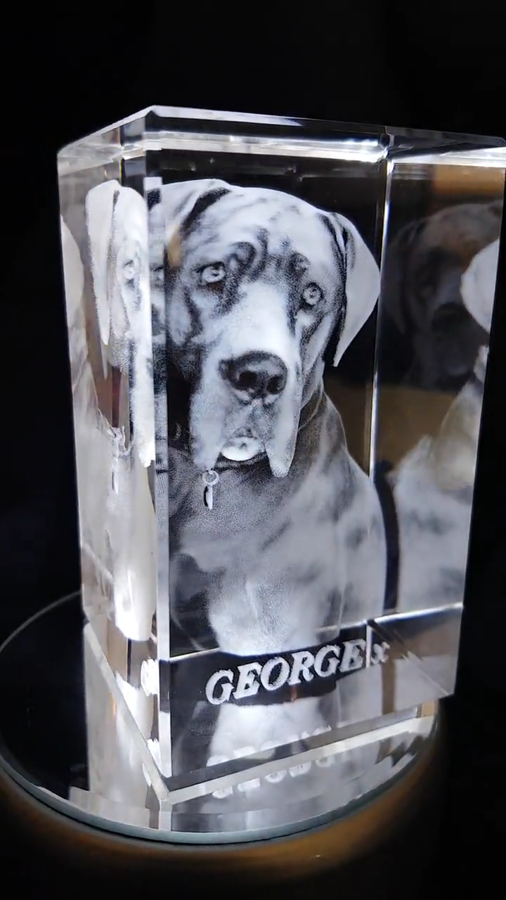 3D Photo Glass Crystal Block Personalised -Laser Etched -Gift Boxed ...