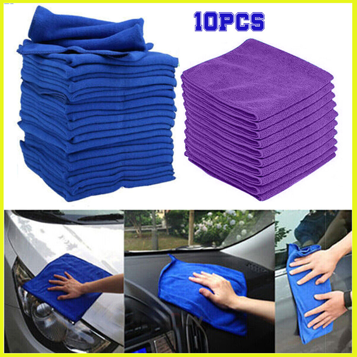 10PC Microfiber Cleaning Cloth Towel Rag Car Polishing No Scratch Auto ...