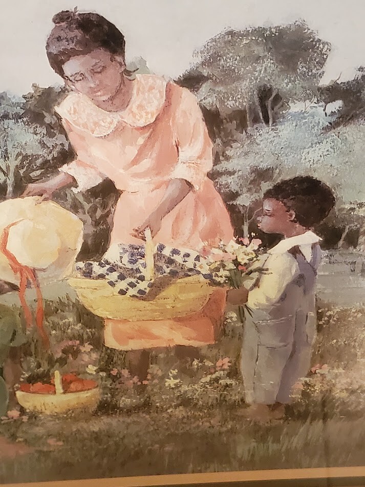 Ann Mount African American Family Picnic Painting Gold & Wood Frame 17 ...