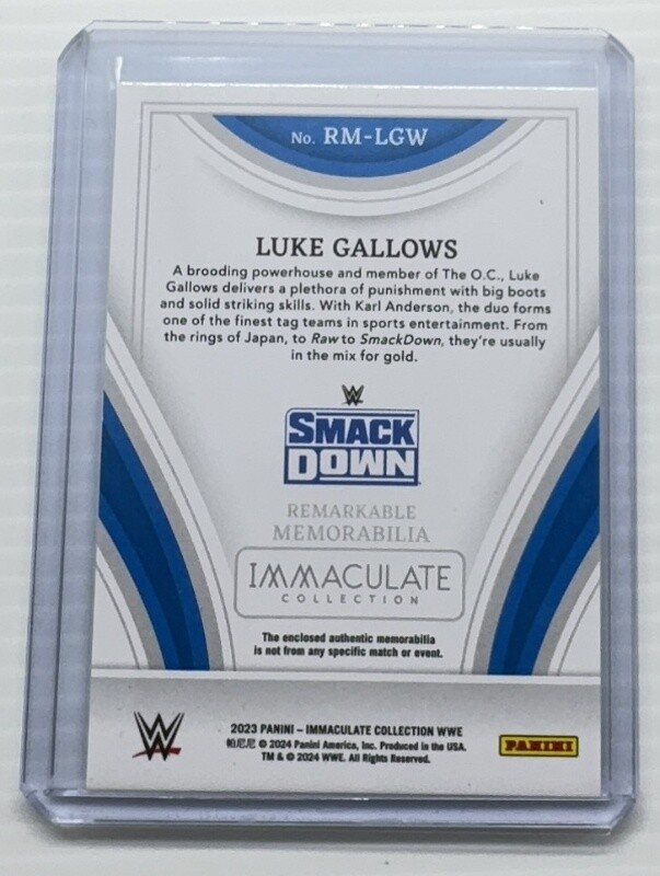 2023 Panini Immaculate Collection WWE Luke Gallows Red Patch #09/25 ...