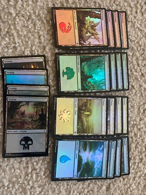 20 FOIL Basic Land ELD/THB/M20/M21 Magic The Gathering MTG CCG card Lot ...