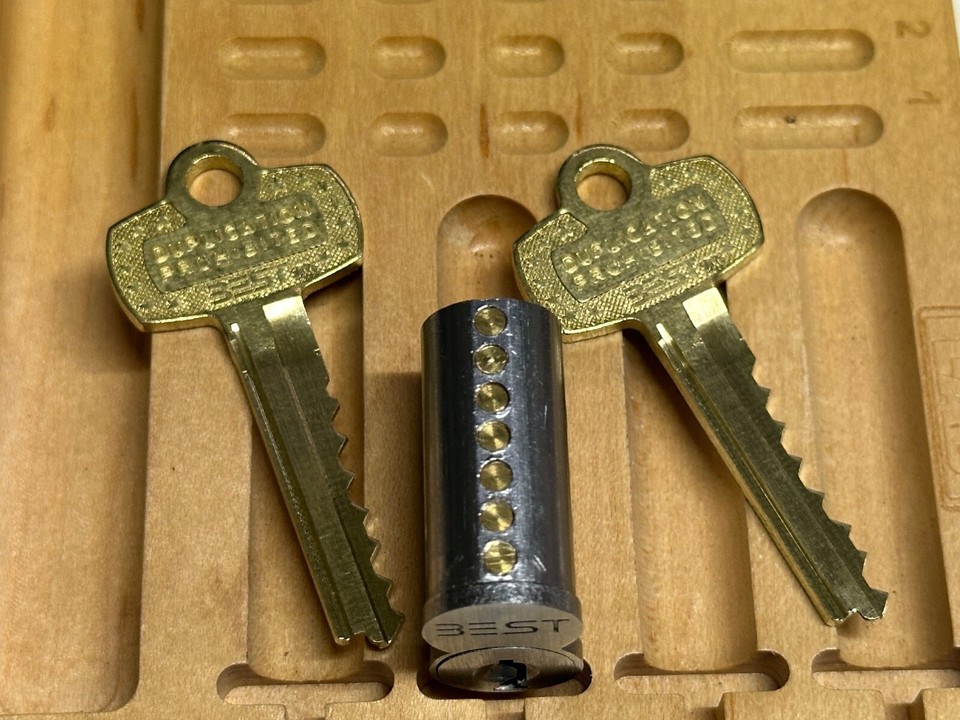BEST SFIC 7-Pin Core Keyed “BA” Keyway Brushed Chrome Finish with 2 ...