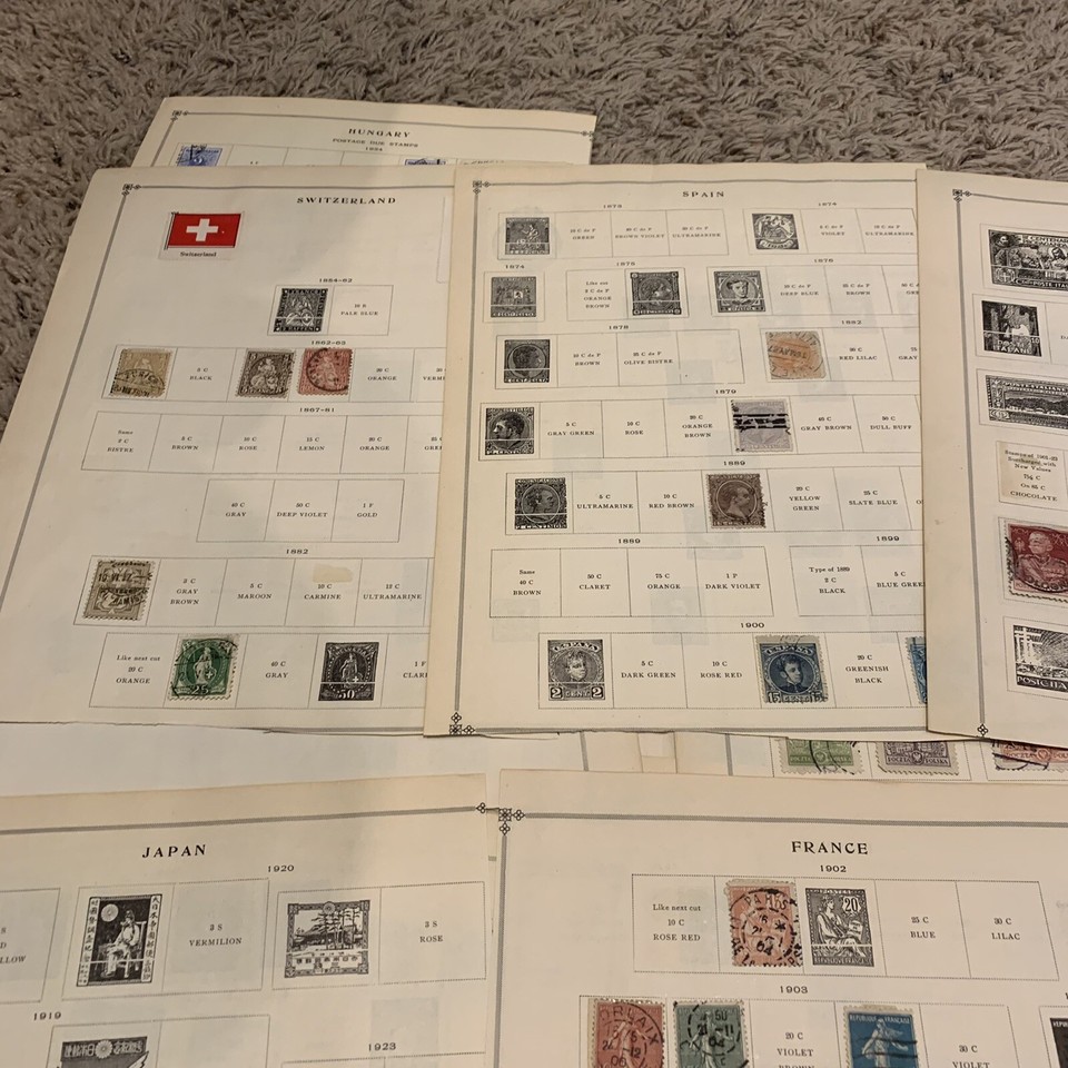 WORLDWIDE STAMP LOT ON ALBUM PAGES, MANY COUNTRIES MINT U.S. STAMPS ...