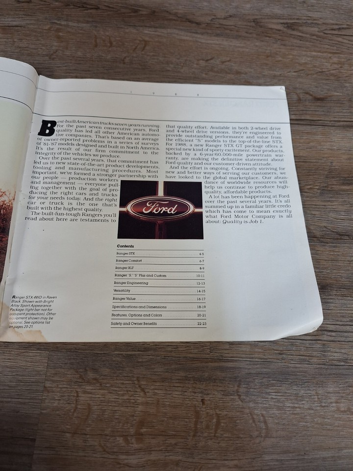 1988 FORD RANGER STX,XLT CUSTOM S 4x4 BROCHURE | eBay