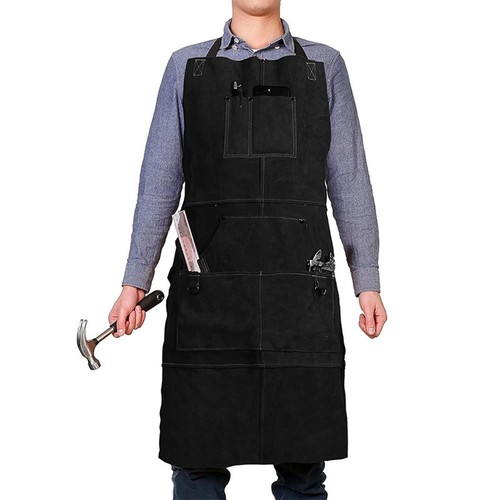Sturdy Cowhide Welding Apron with Crossbody Strap Heat Resistant for ...