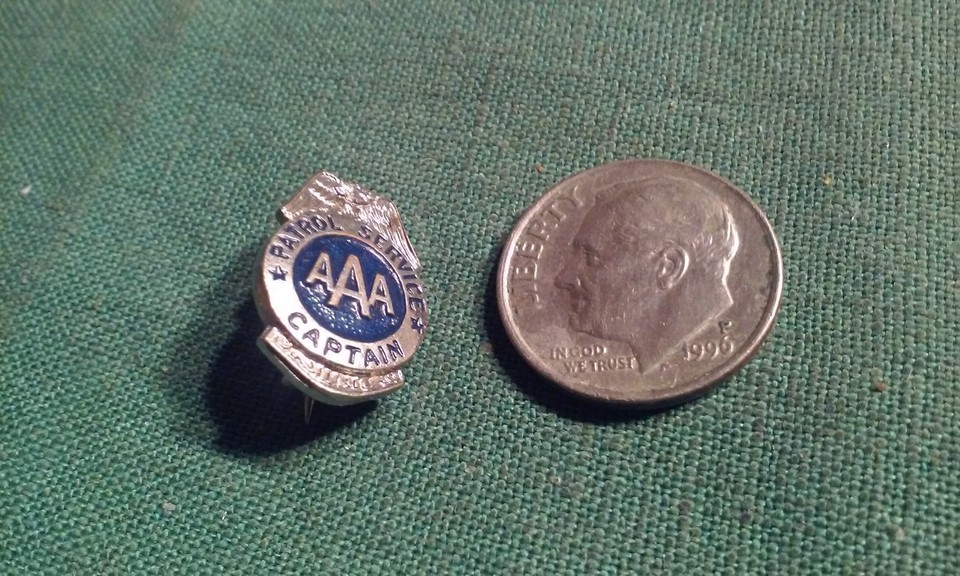 AAA Patrol Service Captain Lapel Pin Mini Badge Vintage Silver-Tone ...