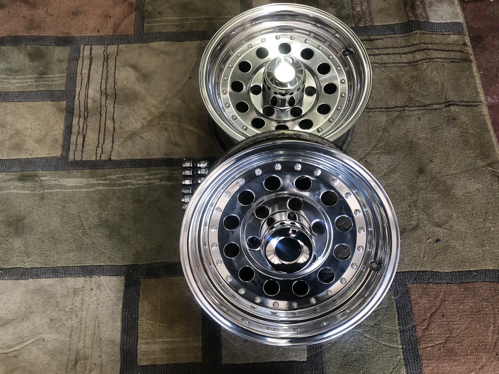 PAIR 15x7 Aluminum KMC Modular Wheels 6x5.5 Bolt Pattern Lug Truck ...