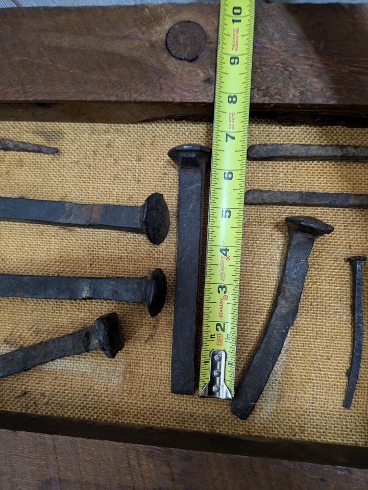 Antique Iron Railroad Nail Spikes Set Framed in Rustic Wood | eBay