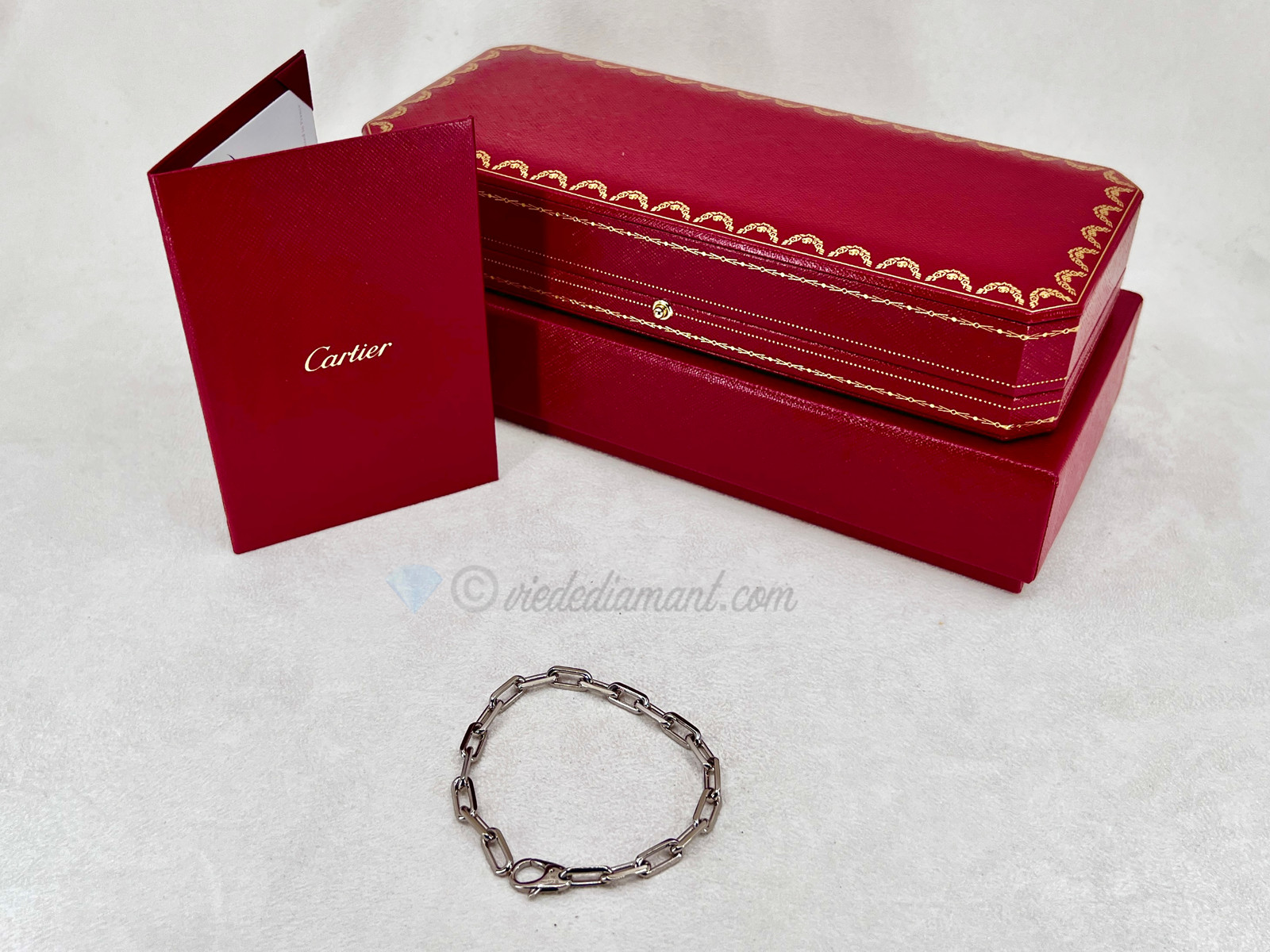 Cartier Santos De Chain Link Bracelet White Gold - Gem