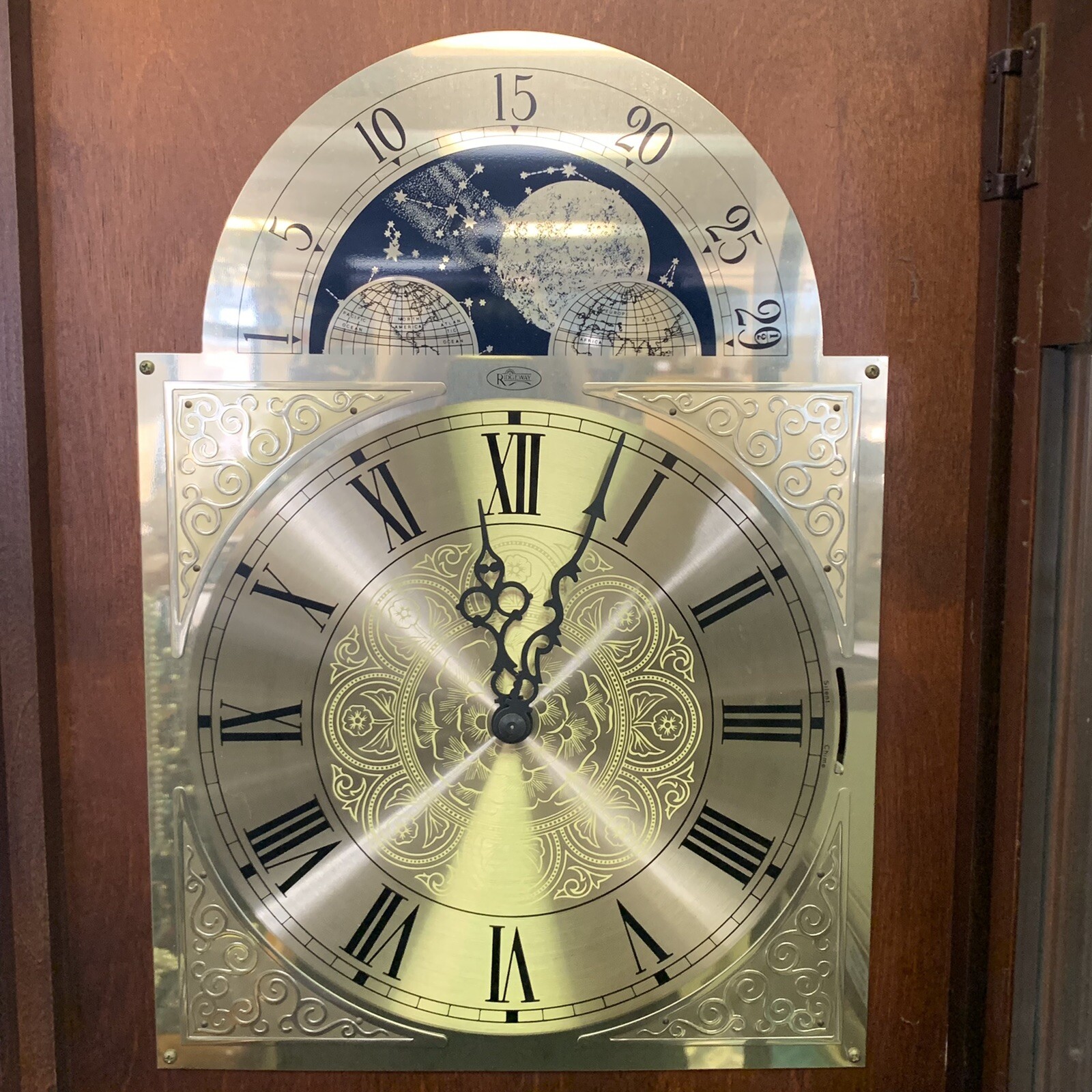 VTG 1996 Ridgeway Model #9412 Hand Carved Mahogany Wood 78" Grandfather ...