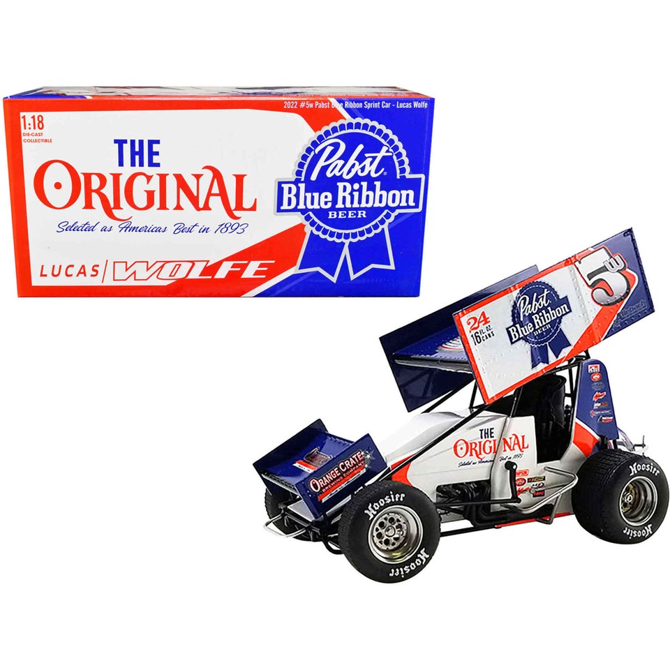 Acme 1/18 Winged Sprint Car #5W Lucas Wolfe Pabst Blue Ribbon Allebach ...