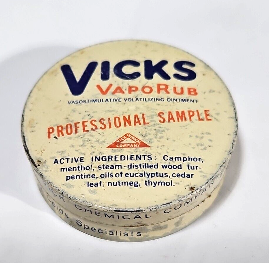 VICKS Vaporub Round Tin Salve Professional Sample Vapor Rub Vintage ...