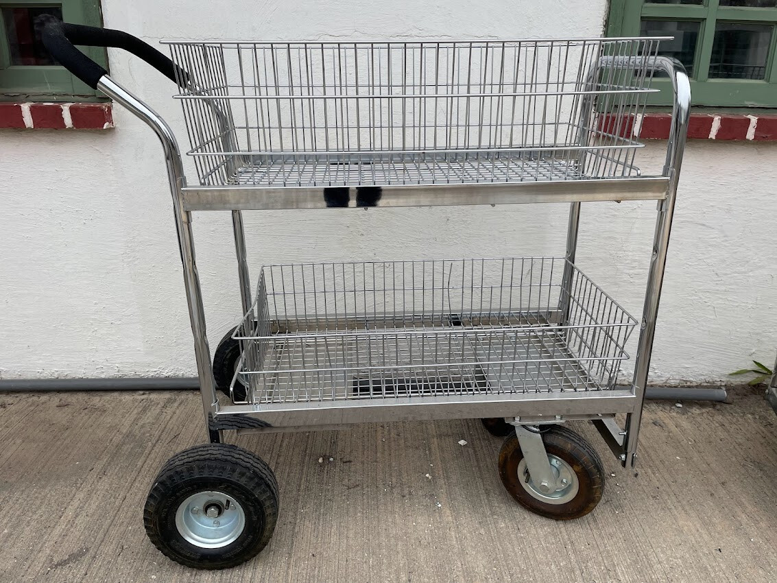 Charnstrom Medium Double Decker Frame Mail Room Cart with Casters and ...