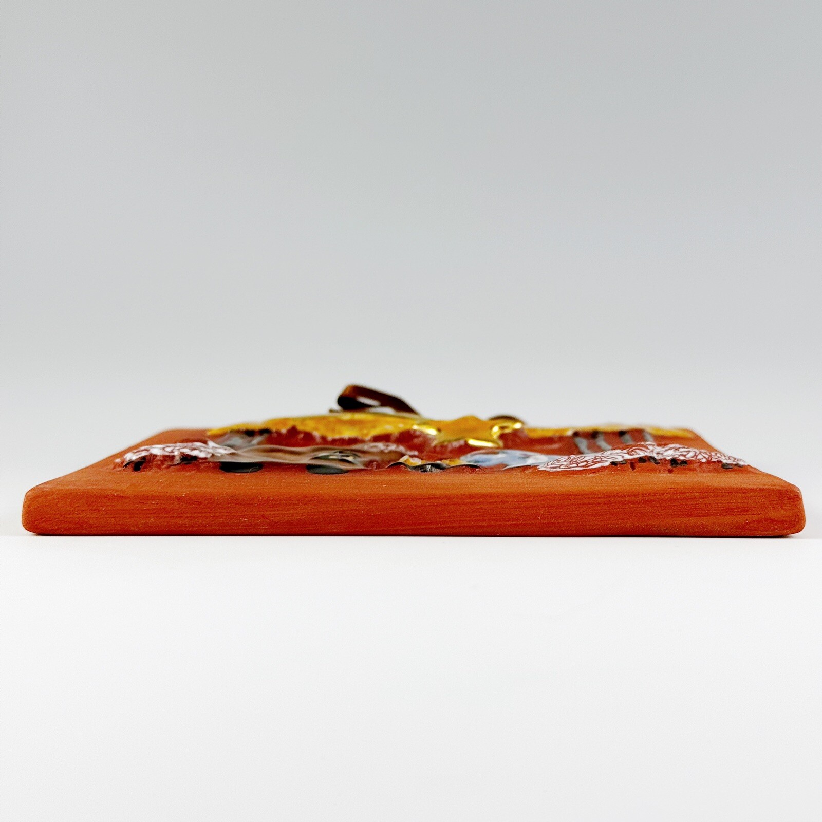 Handmade Pottery Christmas Nativity Redware Tile Mary Joseph Jesus ...