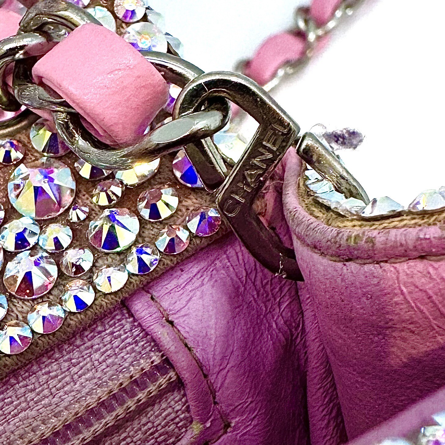 CHANEL Flap Rectangle Shoulder Bag Mini Pink Strass Customized | eBay