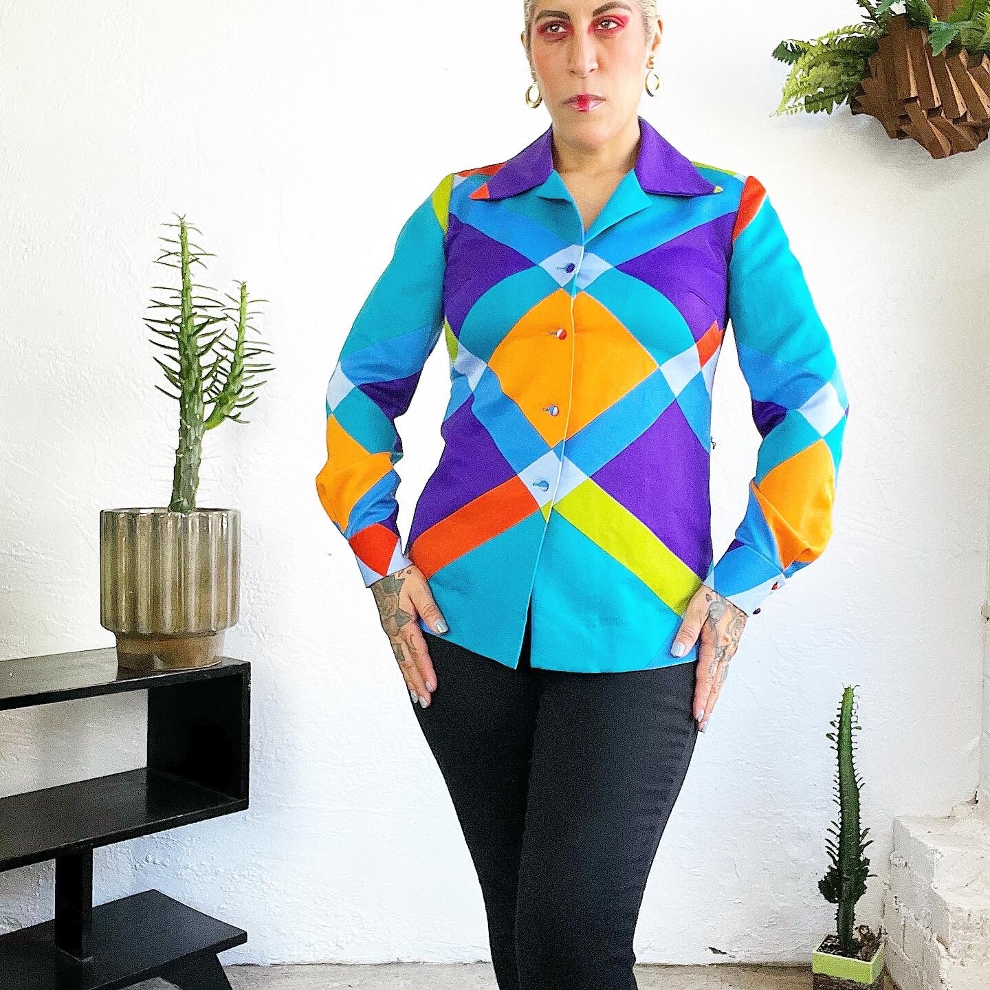 HARLEQUIN JESTER PRINT 60’s 60s Vintage 70s Point Col… - Gem