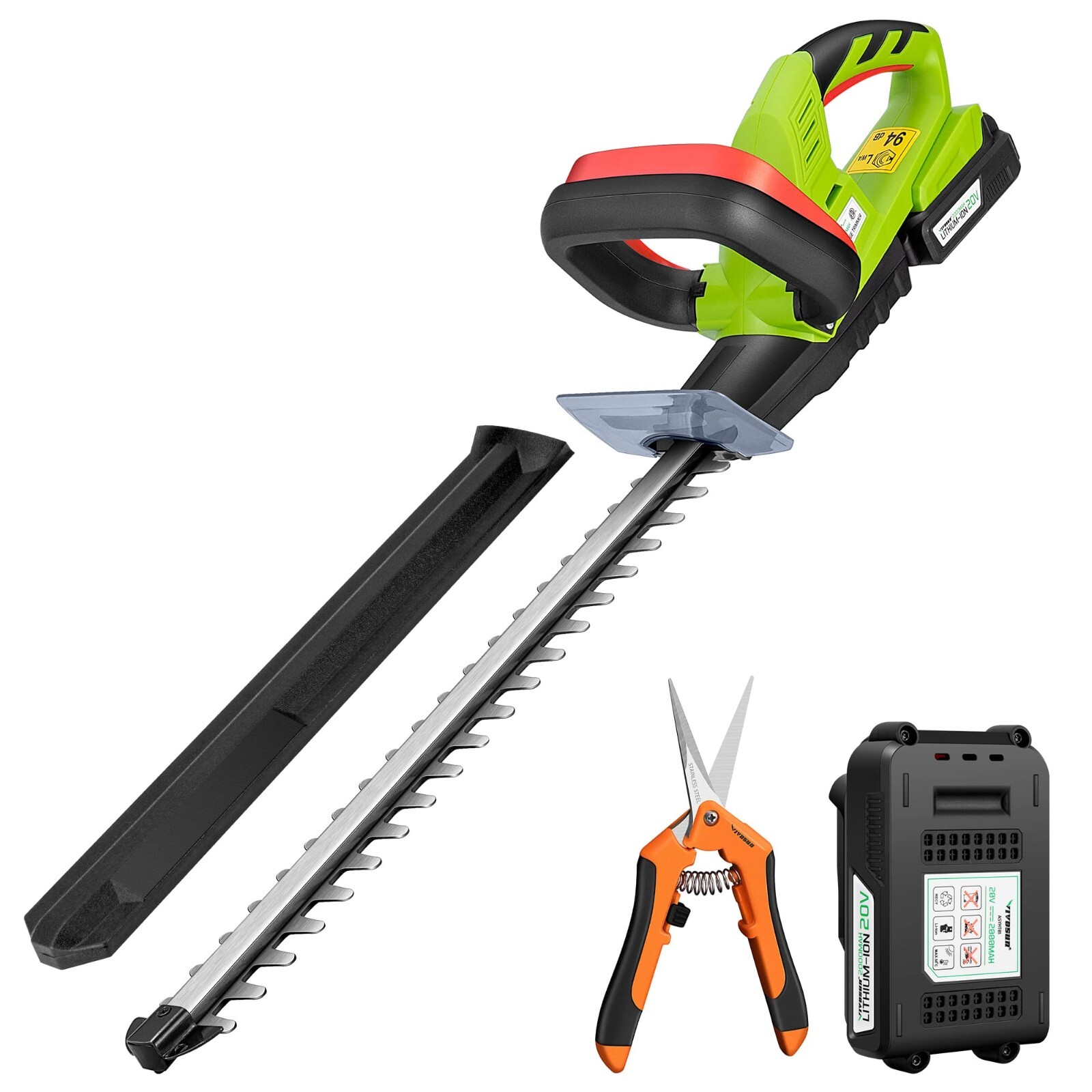 VIVOSUN 20'' Cordless Hedge Trimmer, 20V Electric Bush Trimmer, 1400 ...