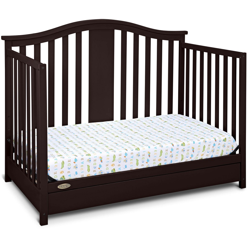4 in 1 Convertible Baby-to-Toddler Crib With Drawer Brown Nursery ...