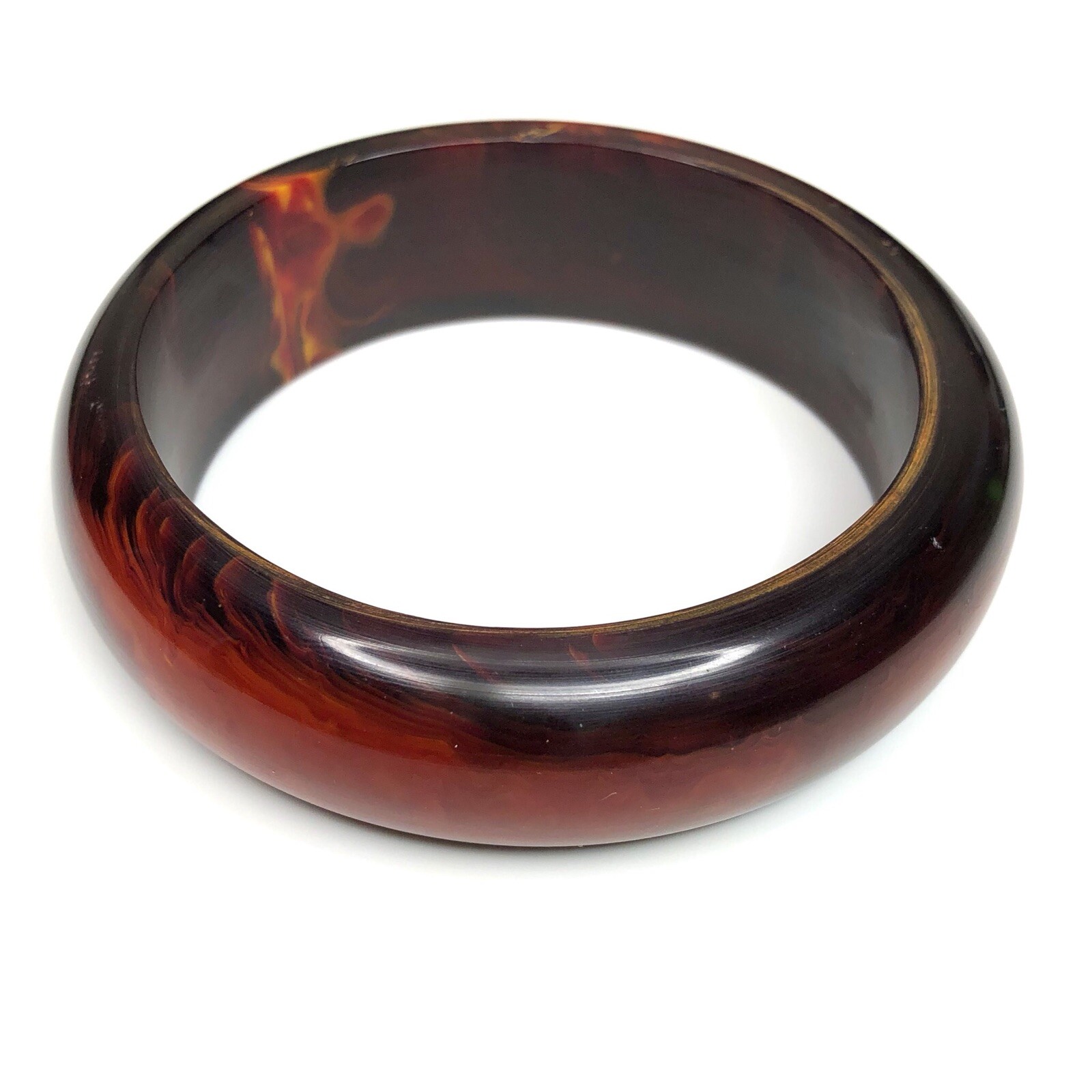 Cherry Amber Marbled Bakelite Faturan Bangle Bracelet… - Gem
