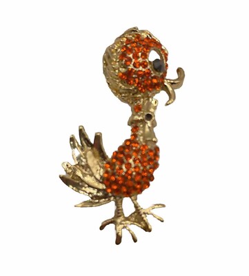 Orange Rhinestone Duck Brooch Pin Vintage Bird | eBay