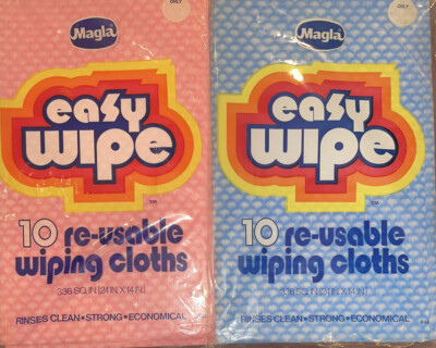 2 PK New ‘Easy Wipes’ Reusable Cloths 20 Total Pink Blue Pattern Rayon ...
