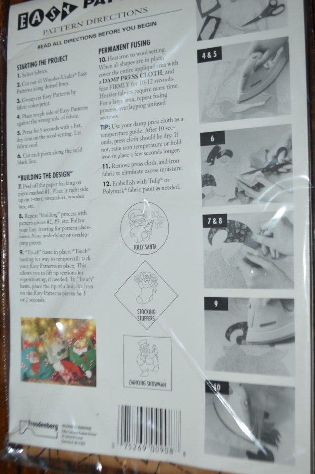 Pellon Christmas Collection Wonder-Under Easy Patterns Stocking Santa ...