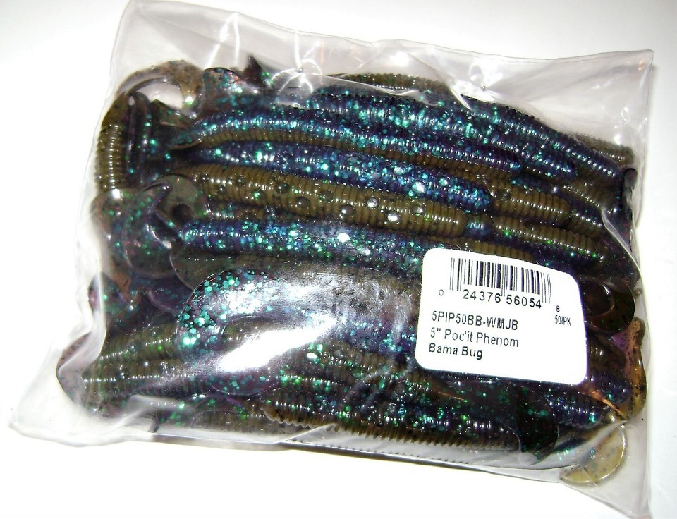 200 MISTER TWISTER POC'IT PHENOM WORMS LURES BAMA BUG CALI 420 RED CORE ...