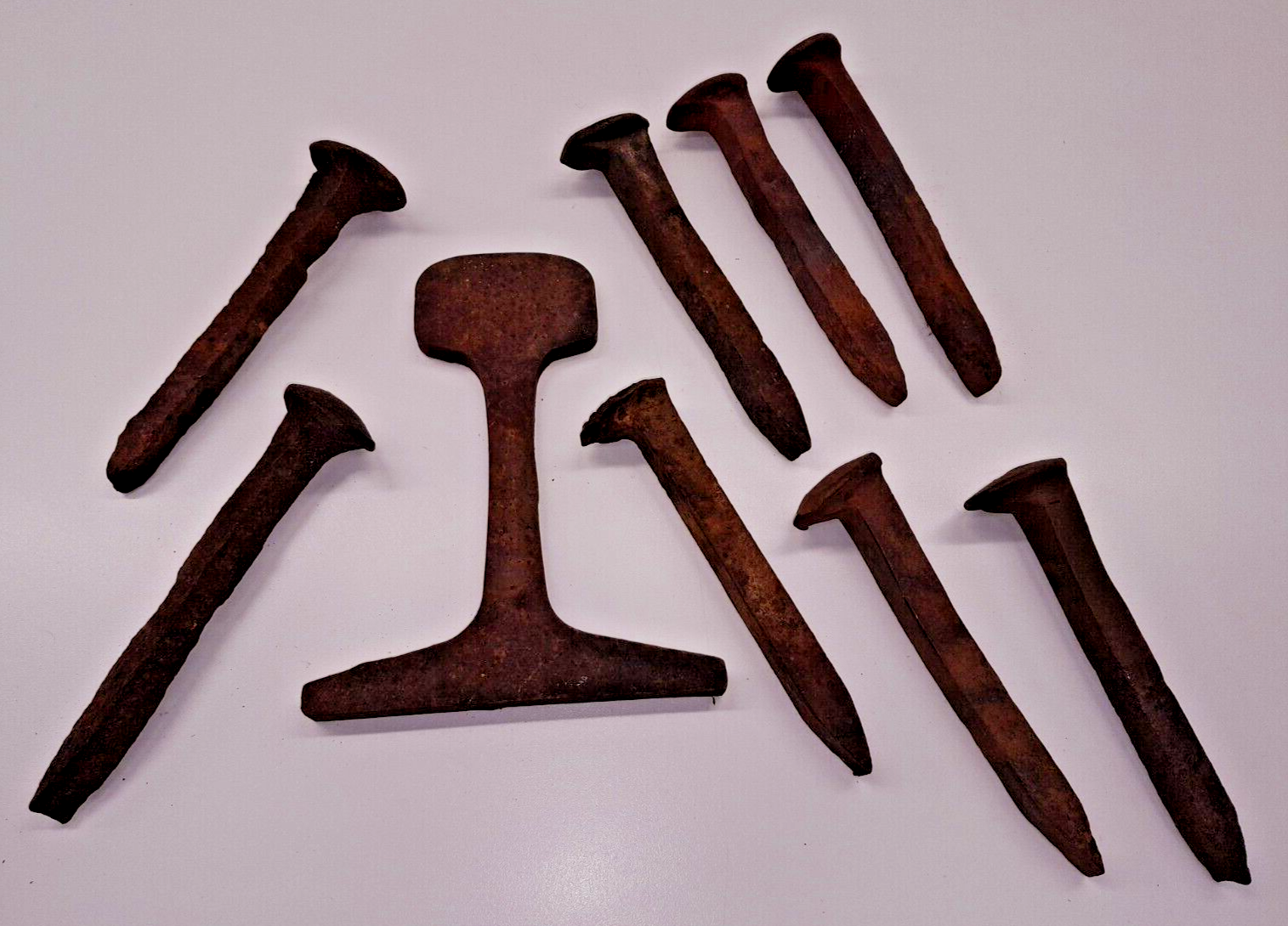 Lot of Eight (8) Vintage Railroad Spikes & Rail Cutaway Section | eBay