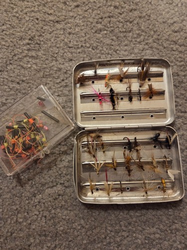 Vintage Perrine #66 Aluminum Fly Box with flies | eBay