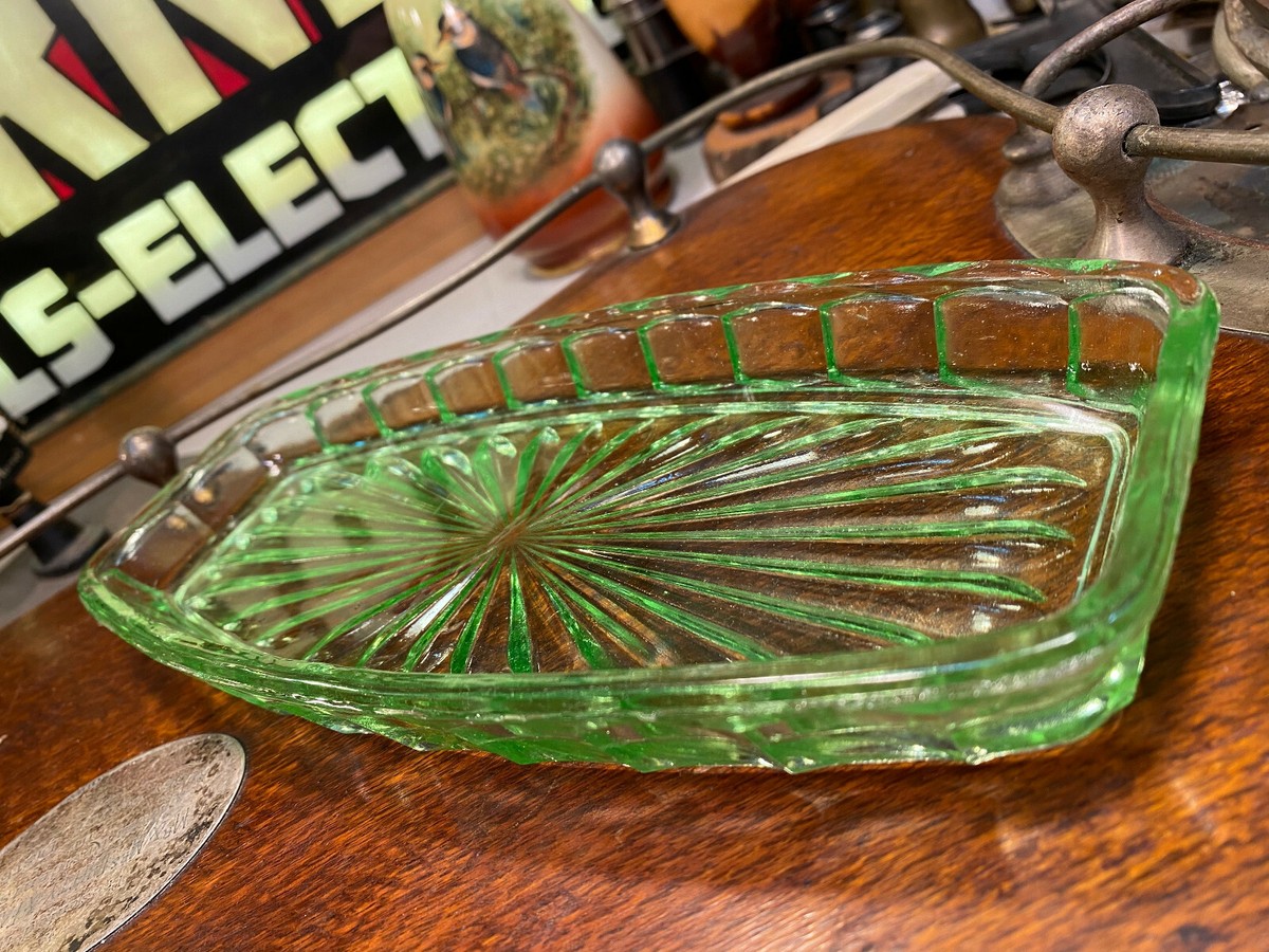 Green Sandwich Depression Glass Vintage Green Depression Glass Handled