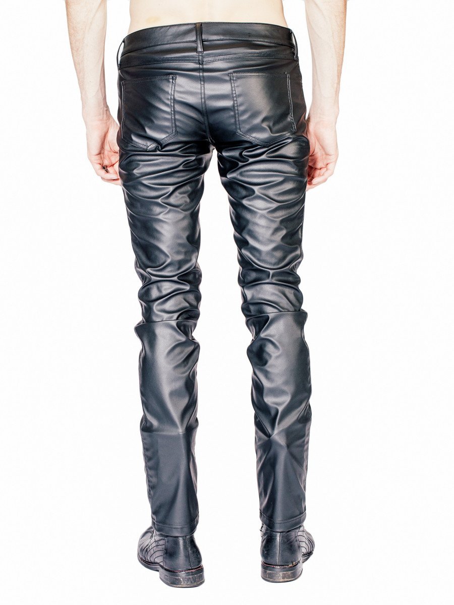 HORSE HORN EVIL GOTHIC PVC VINYL MATTE VEGI LEATHER ROCKER SKINNY JEANS ...