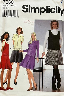 Simplicity 7368 Sizes 10-14 Misses Dresses Jumpers Teens Clothing Uncut ...