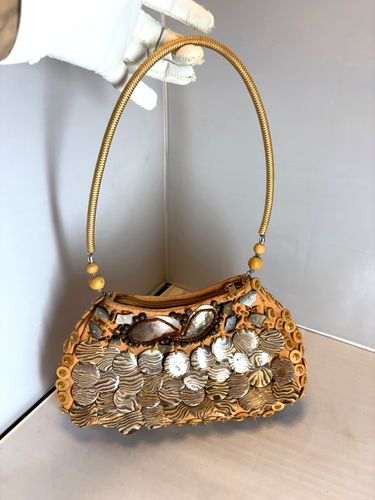 Handbag Vintage Handmade Italian unique Nicole Lee Shells Beads Artisan ...