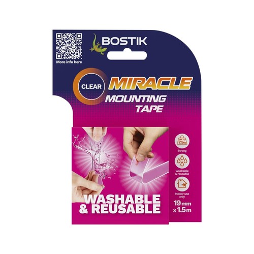 Bostik Miracle Mounting Tape Clear Ultra Strong, Double-Sided Mounting ...