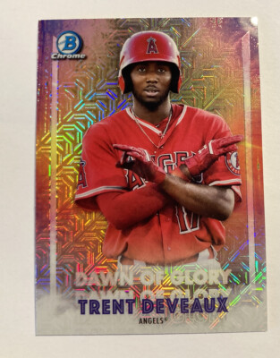 2021 Bowman Chrome Trent Deveaux Mojo Refractor Dawn of Glory LA Angels ...