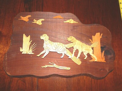AMERICANA Scroll Saw Art 2 Setters Hunting Plaque Handmade One-Of-A ...