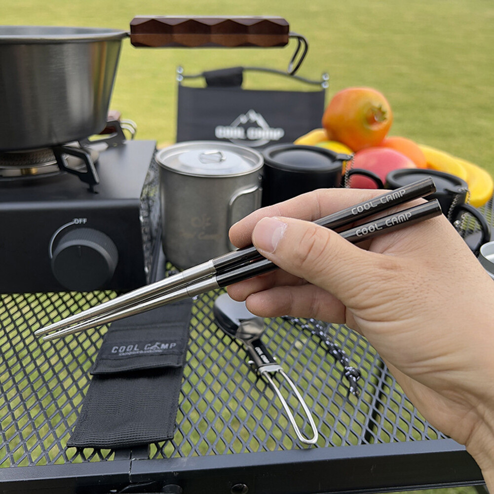 Foldable Spoon Chopsticks Set Magnetic Camping Tableware Travel Picnic ...