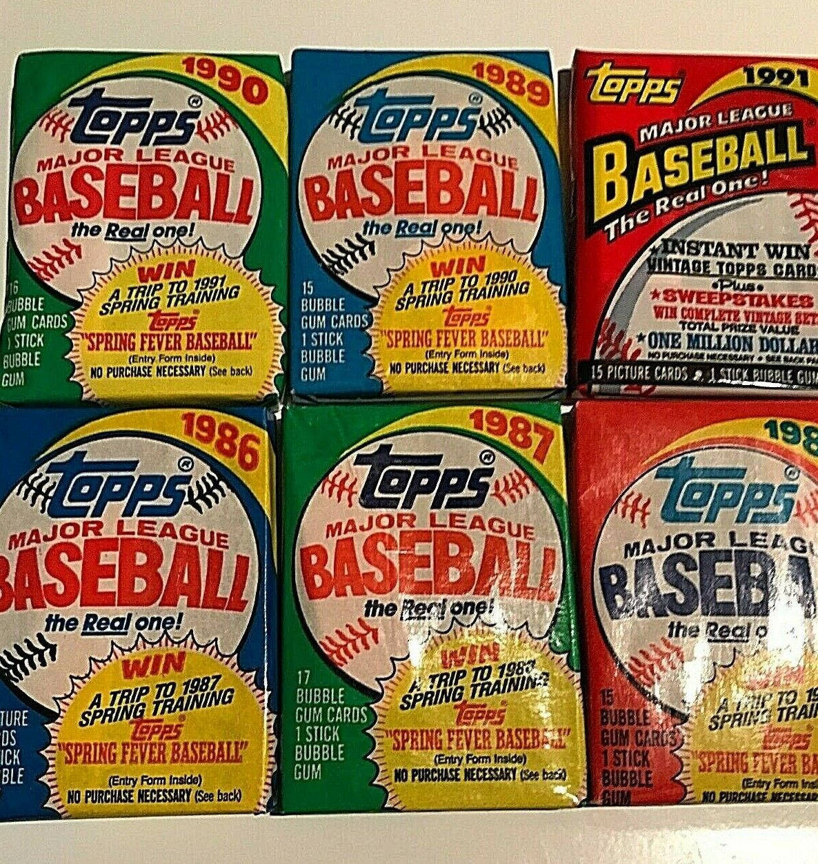 Topps Baseball Pack Run ~ 1986 1987 1988 1989 1990 1991 from fresh ...