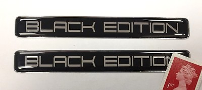 2 x BLACK EDITION Stickers Super Shiny Domed Finish - Chrome Text on ...
