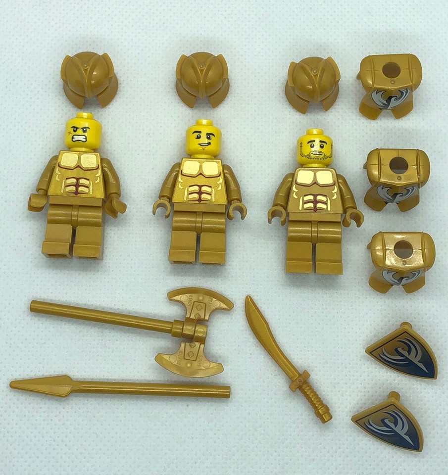 3 X LEGO Golden Warriors Castle Minifigures Gold Knights Hawk Shield ...