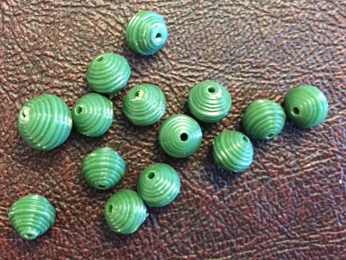Vintage Old Green Opaque Lined Beehive Textured Orbit Spun Look Lucite ...