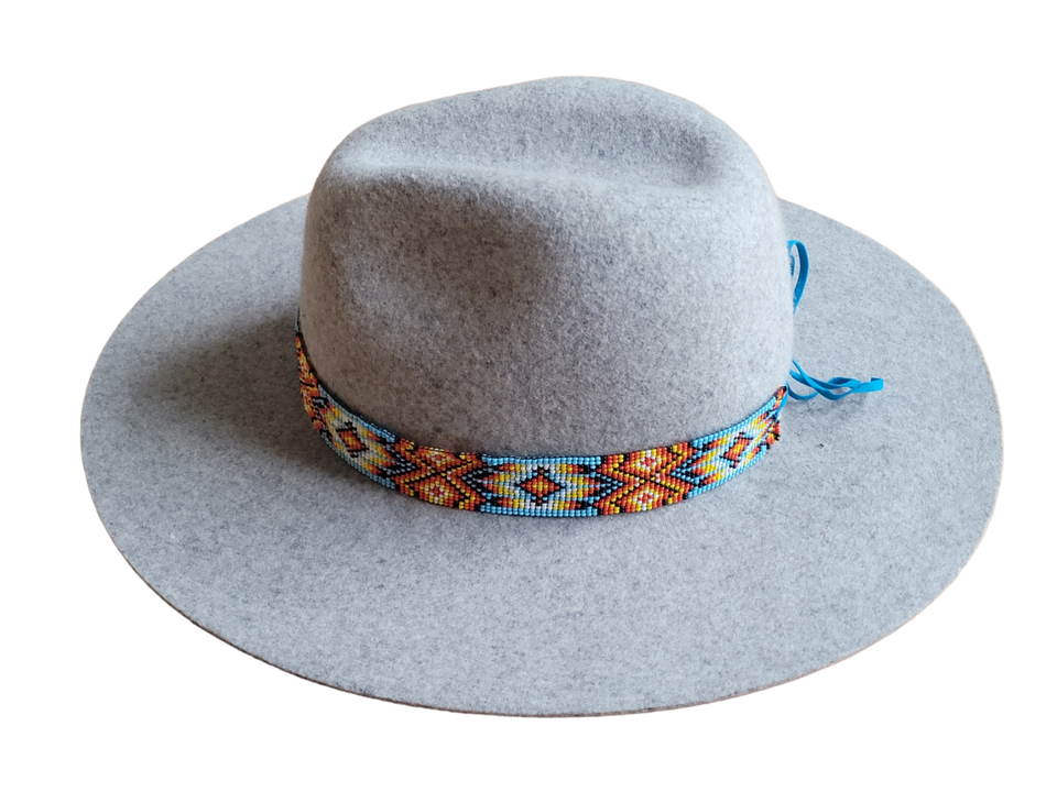Western Seed Beaded Hat Band Fit Cowboy Light Blue Red Hat Band ...