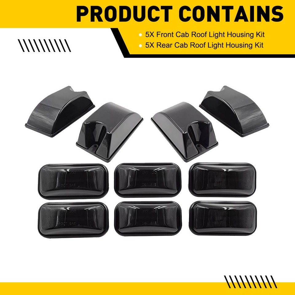 [Smoked/Amber&Red] Cab Roof Marker Light Cover For Hummer H2 / SUT 2003 ...