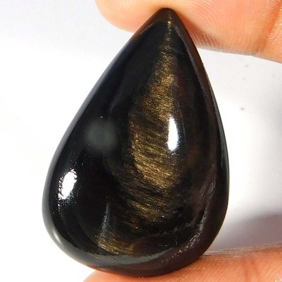 52.70Cts. Natural Rainbow OBSIDIAN Pear Cabochon Loose Gemstone 37 X 27 ...