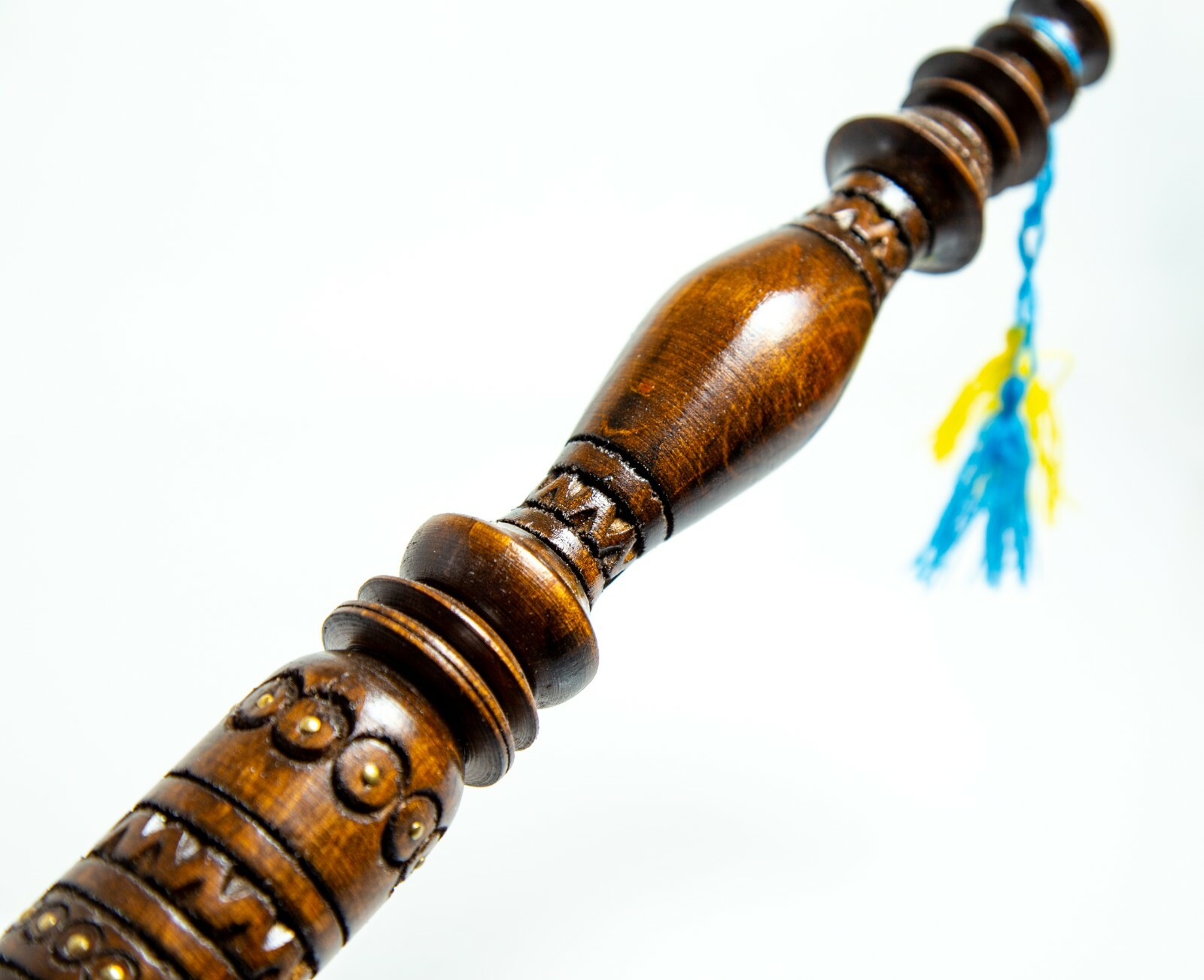 Handmade Carved Wood Ukrainian mace bludgeon Traditioan Dark Bulava 45 ...