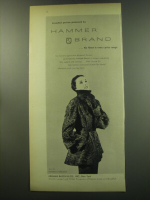 1949 Hammer Brand Fur Coat by Fishman & Greenfield Ad - Broadtail ...
