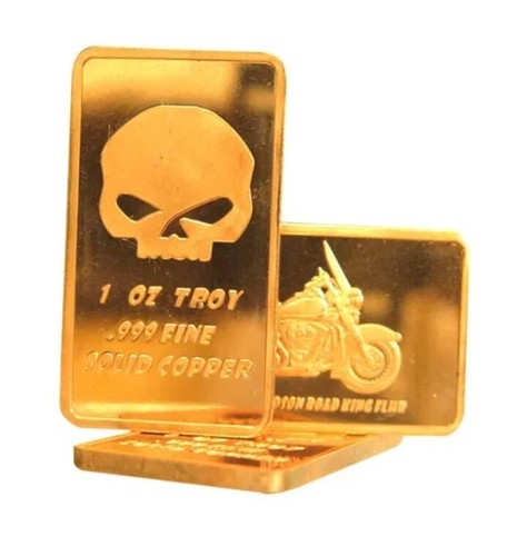 2 PC 1 Troy Ounce 999 Fine Copper Collector Bars HARLEY DAVIDSON Road ...
