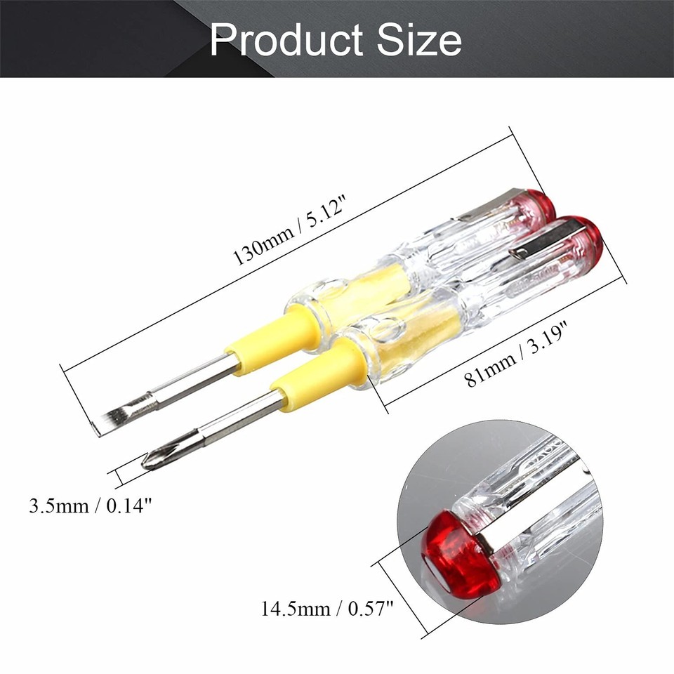 Fielect 2pcs Tester Screwdriver, Circuit Tester Pen Electric Contact ...