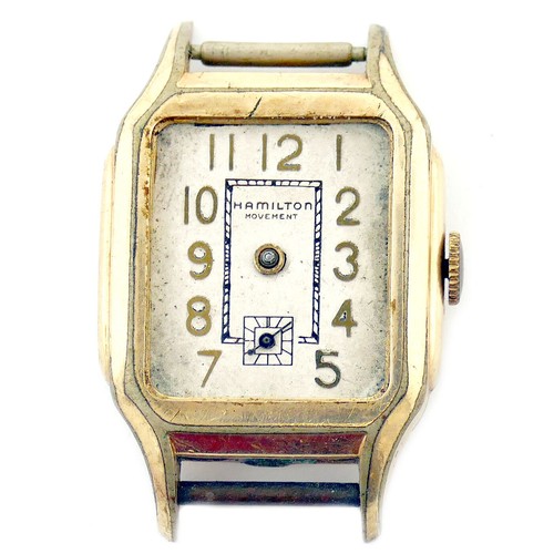 HAMILTON MOVEMENT WITH 10K ROLLED GOLD PLATE WATCH HEAD FOR PARTS ...