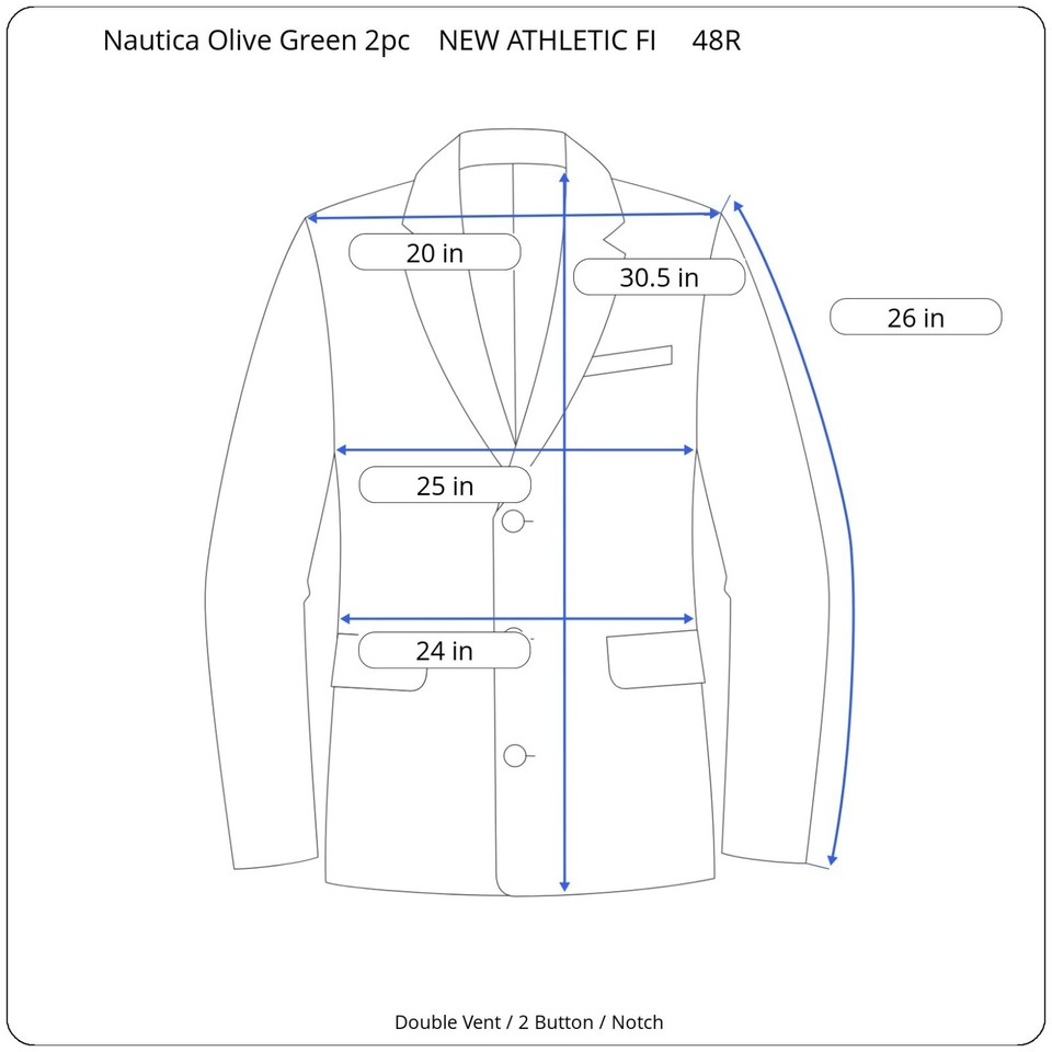 NEW NAUTICA Mens Olive Green Modern Fit STRETCH 2pc Suit 48R Jacket ...